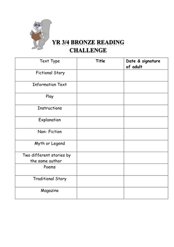 Reading Journal Challenges | Teaching Resources