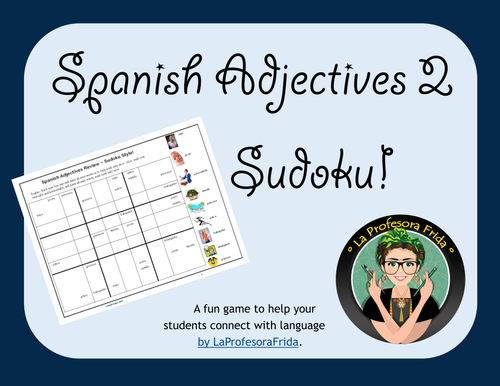 Spanish Adjectives 4 x 4 Matching Squares Puzzle - Los Adjetivos by ...