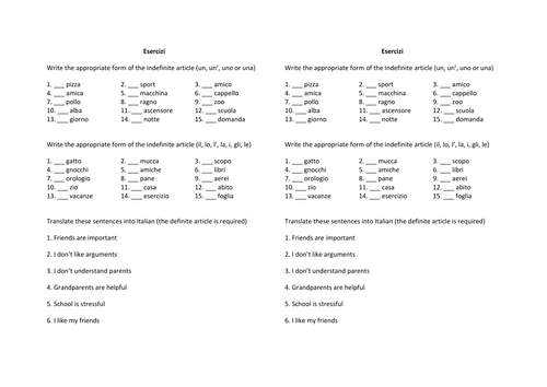 Articles (Italian) | Teaching Resources