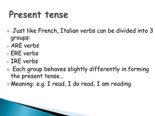 Present tense (Italian) | Teaching Resources