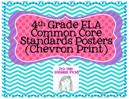 4th Grade ELA Common Core Posters- Chevron Print! | Teaching Resources