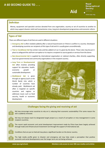 60 Second Guide - Aid | Teaching Resources