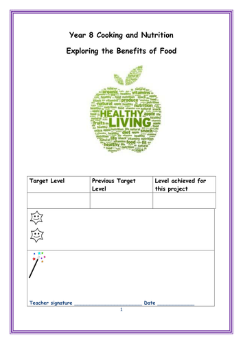 Year 8 Cooking and Nutrition work book | Teaching Resources