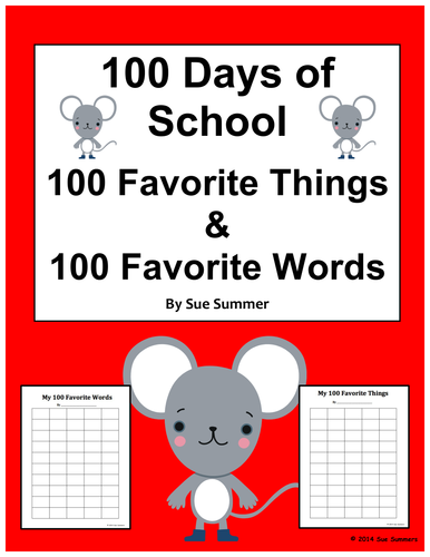 100 Days of School - 100 Favorite Words and 100 Favorite Things ...