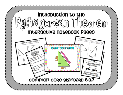 Introduction to the Pythagorean Theorem Interactive Notebook Pages, CCS ...