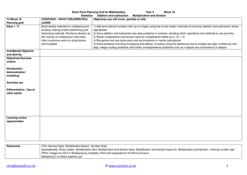 Year 4 New Curriculum Maths planning Block 16 | Teaching Resources Year 4 New Curriculum Maths planning Block 16 | Teaching Resources