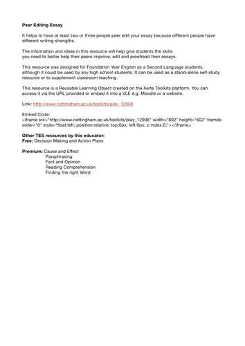 Peer Editing Essays | Teaching Resources