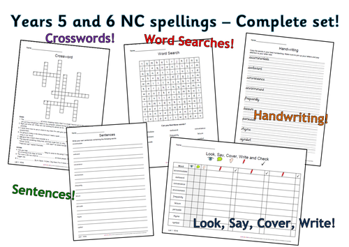 Y5 and Y6 National Curriculum Spellings - The Complete Set! by oceanic ...