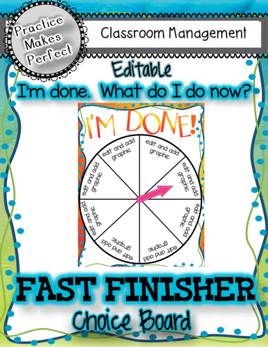 Fast Finisher Choice Board | Teaching Resources