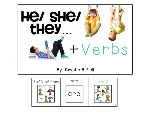 VERBS... He She They + Verbs Adapted Book Autism Special Education ...