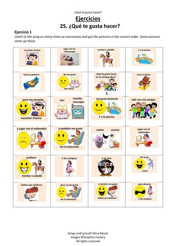 ¿Qué te gusta hacer? (Song teaching free time activities and opinions ...