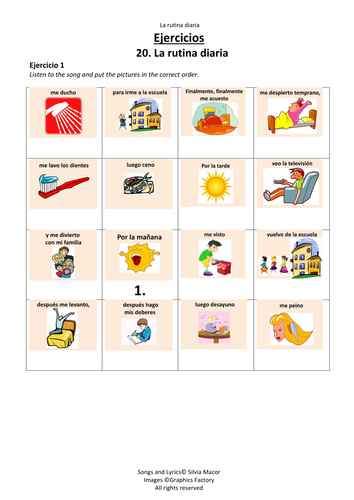 La rutina diaria (Song about a pupil's daily routine in Spanish ...