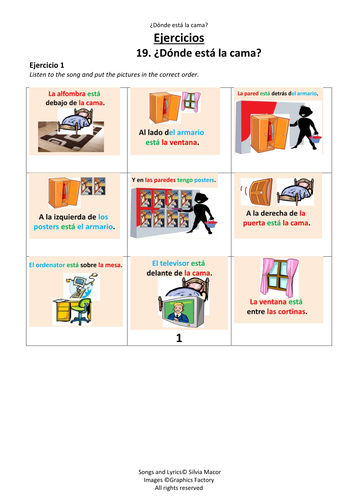 ¿Dónde está la cama? (Song teaching prepositions and bedroom items in ...