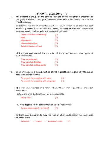 Chemistry: Group 1 | Teaching Resources