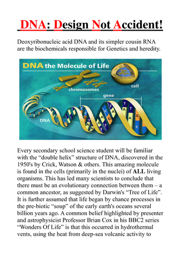 DNA - a designer molecule | Teaching Resources