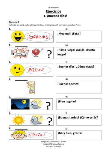 Buenos días (Song - Meetings and Greetings in Spanish) | Teaching Resources