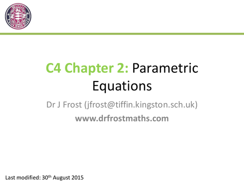 Whole School Parametric Equations Resources