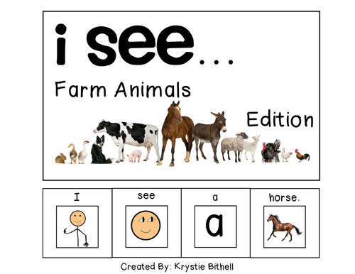 I see... Farm Animal Easy Reader Special Education Autism | Teaching ...