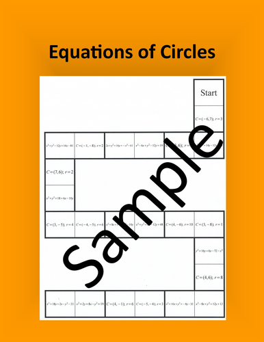 Equations of Circles – Math puzzle | Teaching Resources