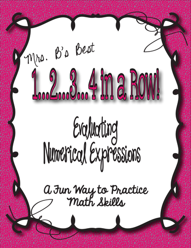1..2..3..4 in a Row Math Game! Evaluating Numerical Expressions ...