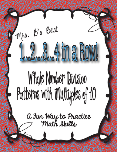 1..2..3..4 in a Row Math Game! Whole Number Division with Multiples of ...