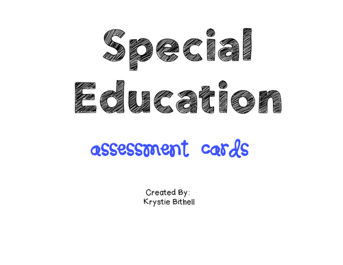 Special Education Assessment Cards | Teaching Resources