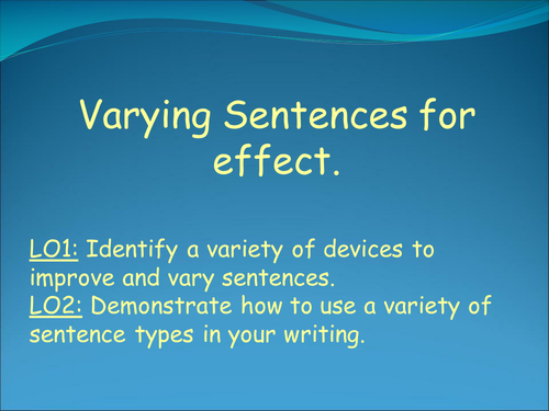 Varying Sentences and Types | Teaching Resources