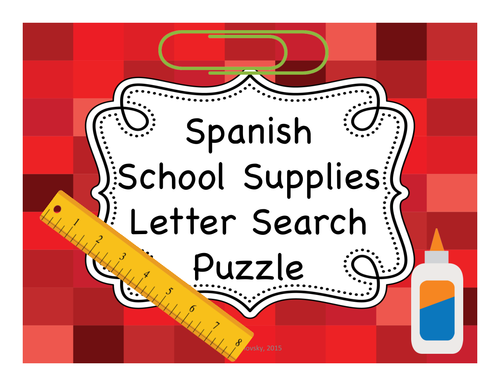 Spanish School Supply Letter Search Puzzle | Teaching Resources