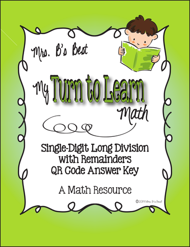 My Turn to Learn QR Code Task Cards: Single-Digit Long Division with ...