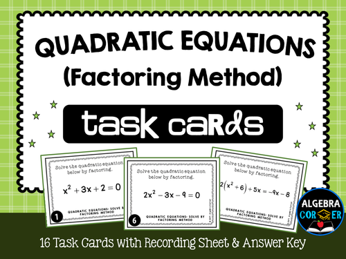 Solving Quadratic Equations Matching Cards by - UK Teaching Resources - TES