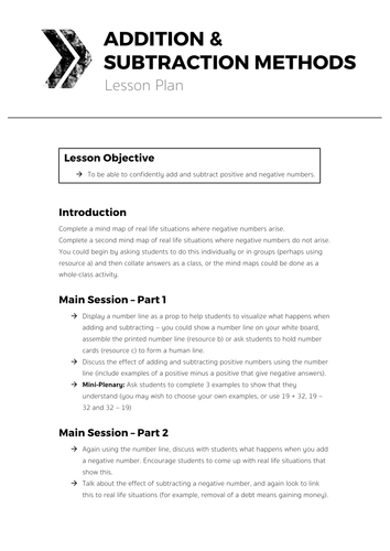 Addition & Subtraction Methods - Complete Lesson | Teaching Resources