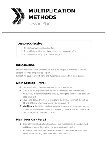 Multiplication Methods - Complete Lesson | Teaching Resources