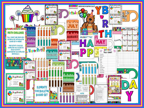 Birthday Bulletin Board Display Pack by PollyPuddleduck - UK Teaching ...