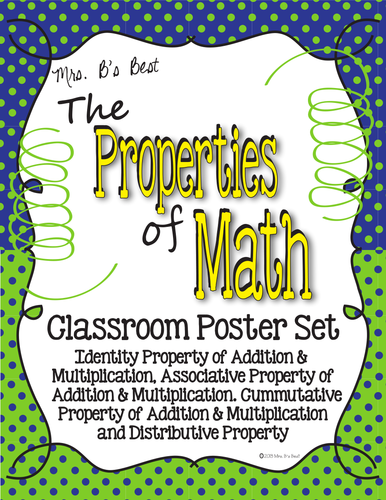 Properties of Math Posters in Blue, Lime and Lemon Accents | Teaching ...