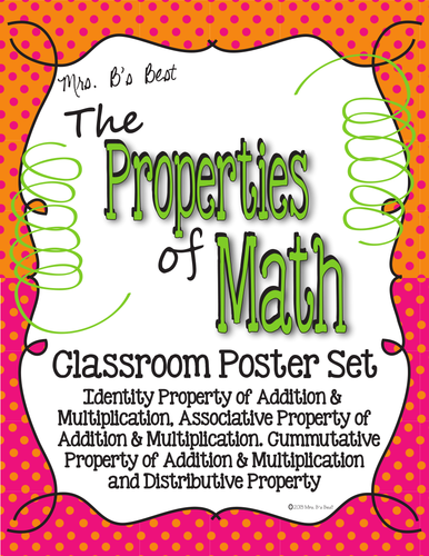 Properties of Math Posters in Tangerine and Pink Polka Dots with Lime ...