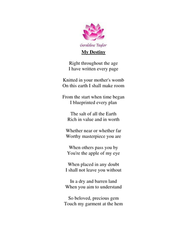 My Destiny Poem | Teaching Resources