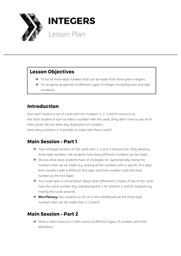 Integers - Complete Lesson | Teaching Resources