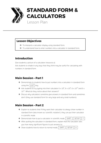 Standard Form & Calculators - Complete Lesson | Teaching Resources