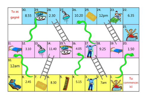 FRENCH - My daily Routine and Time Games | Teaching Resources