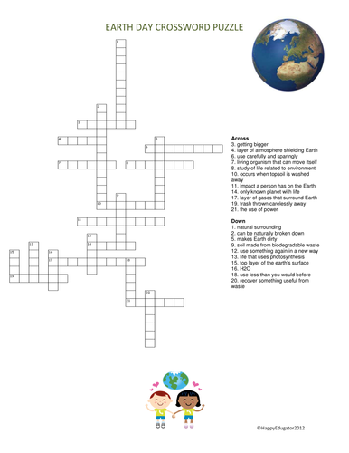 Earth Day Crossword Puzzle by Happyedugator - Teaching Resources - Tes