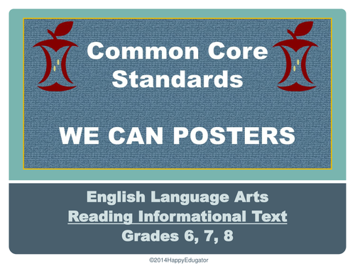 Common Core Standards for Reading Information PowerPoint Posters ...