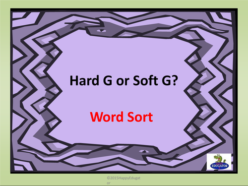 Hard G or Soft G Word Sort | Teaching Resources