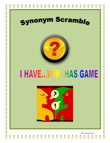 Synonym Scramble I Have Who Has GAME | Teaching Resources
