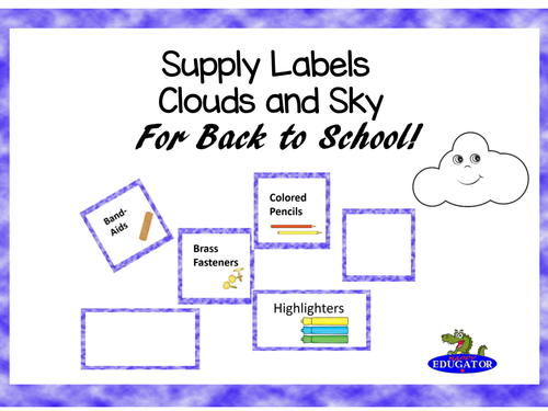 Supply Labels -Clouds and Sky. EDITABLE | Teaching Resources