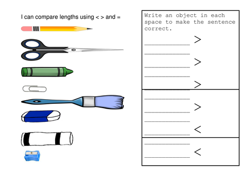 year 2 compare lengths of objects using symbols | Teaching Resources year 2 compare lengths of objects using symbols | Teaching Resources