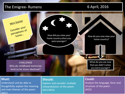 The Emigree by Carol Rumens (AQA GCSE Conflict cluster 2015 new ...