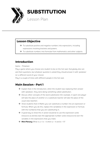 Substitution - Complete Lesson | Teaching Resources