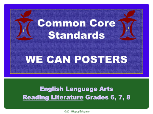 Common Core Standards for Reading Literature PowerPoint Posters ...