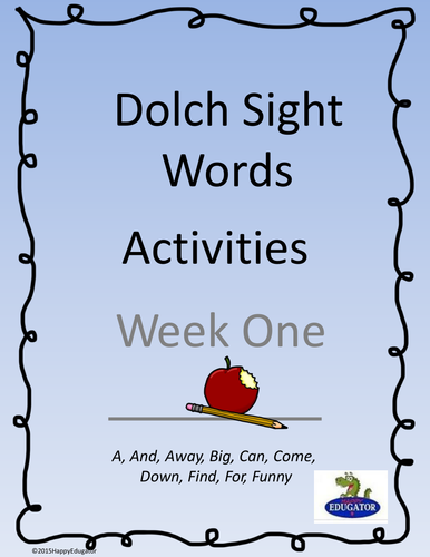 Dolch Sight Words Activities - Week 1 | Teaching Resources