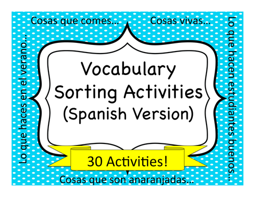Spanish Vocabulary Sorting Activities | Teaching Resources
